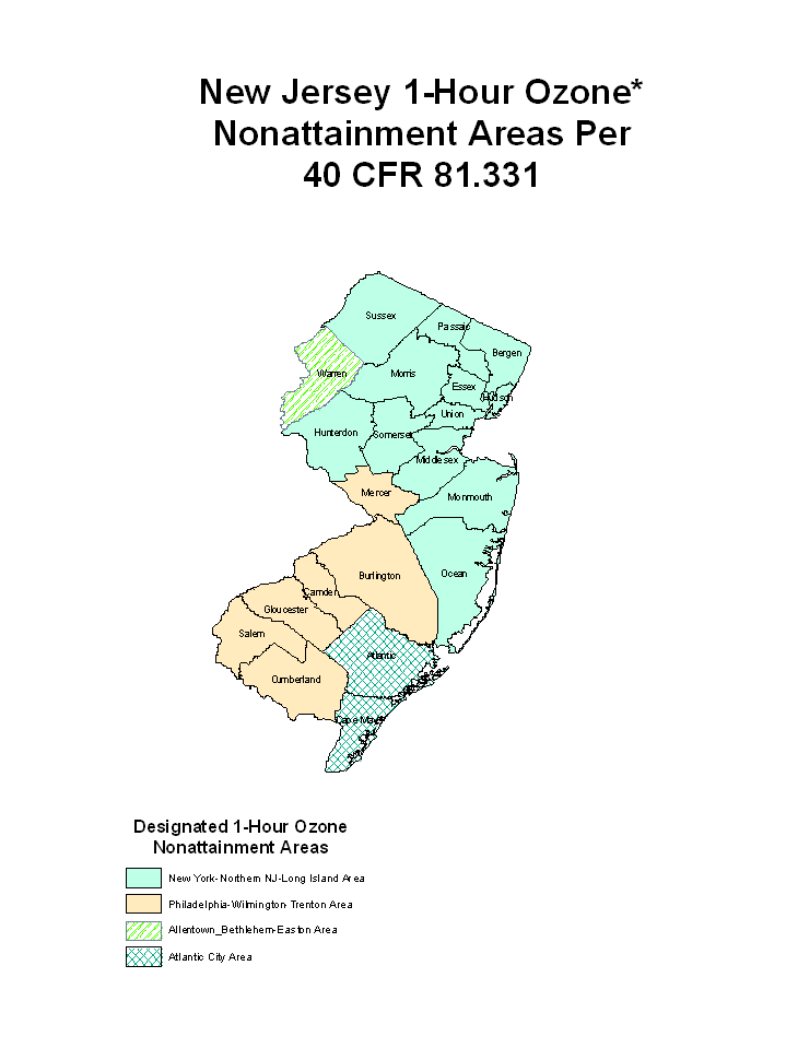 NJDEP| Air Planning | NAAQS and Attainment Area Status